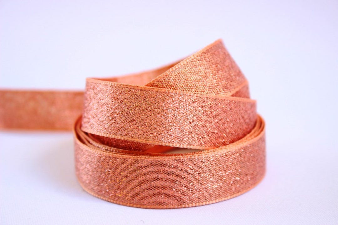 Rose Gold Ribbon Rose Gold Sparkle Ribbon, Rose Gold Metallic Ribbon ...