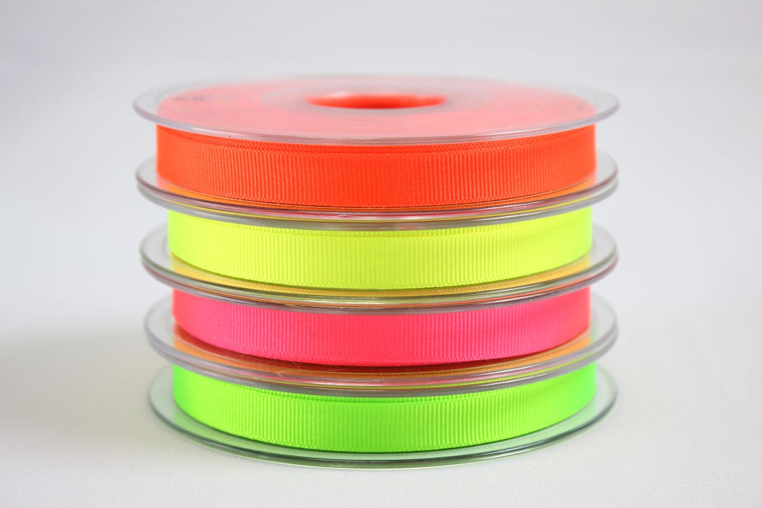 Neon ORANGE Ribbon, Fluorescent Orange Ribbon, Hi Viz Ribbon, 10mm Neon ...