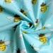 Bees Fabric, Sky Blue Bumble Bee Cotton Fabric, Bees Quilting Cotton ...
