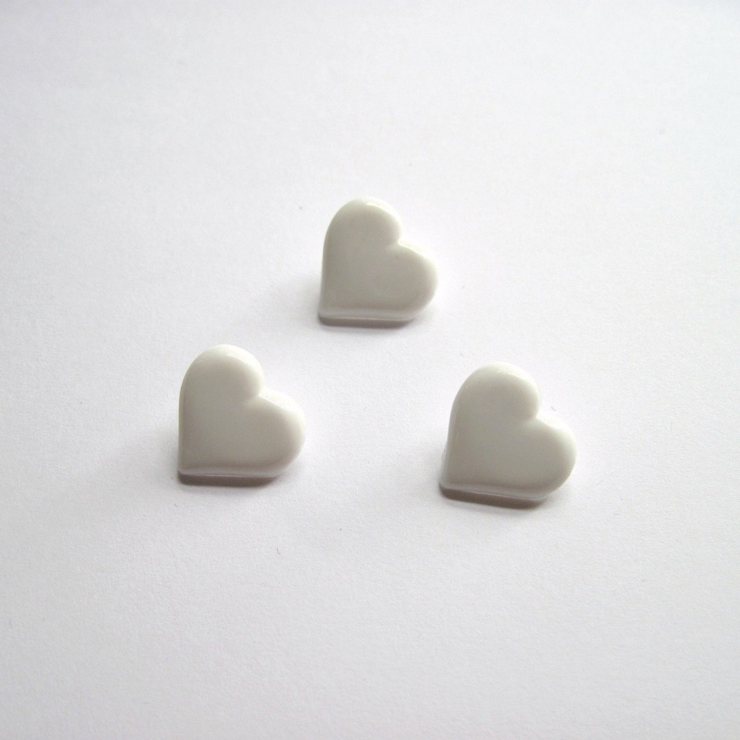 20x Cute Love Heart Buttons, White Shank Backing Heart Buttons, Buttons ...