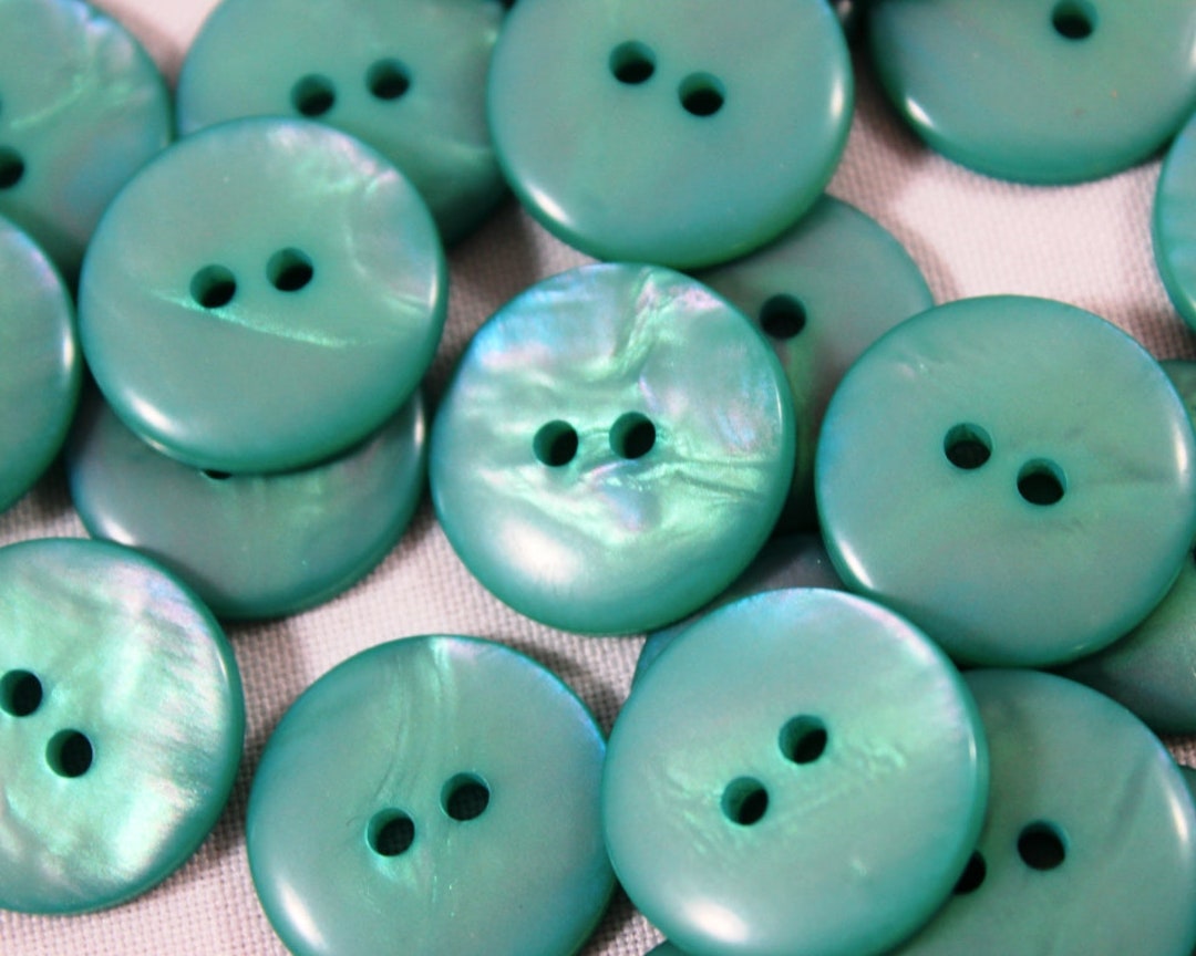 Turquoise Mother of Pearl Buttons, 10x Aqua Mermaid Buttons, Pearly Buttons, Plastic Mother of ...