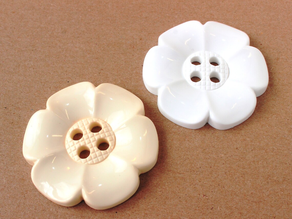 Giant Flower Buttons Giant WHITE Flower Buttons 6.5cm Extra - Etsy