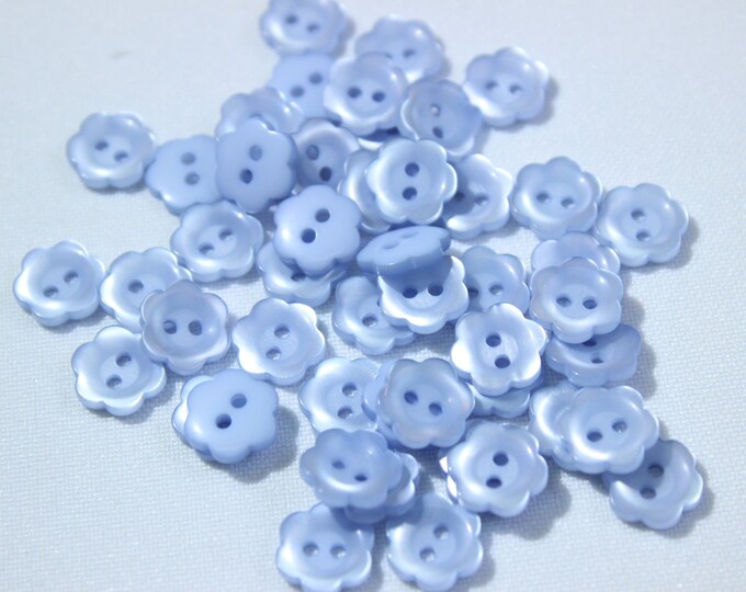 Miniature BLUE Flower Buttons 20x, Mini Flower Buttons, Small Flower ...
