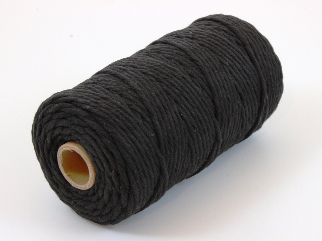 BLACK Macrame Cord, Black 3mm Cotton Twine for Macrame and Crafts ...