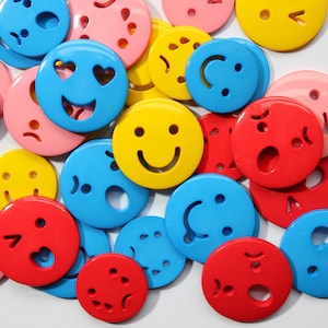 Smiley Face Buttons, Emoji Buttons, Emoticon Buttons, 25x Novelty ...