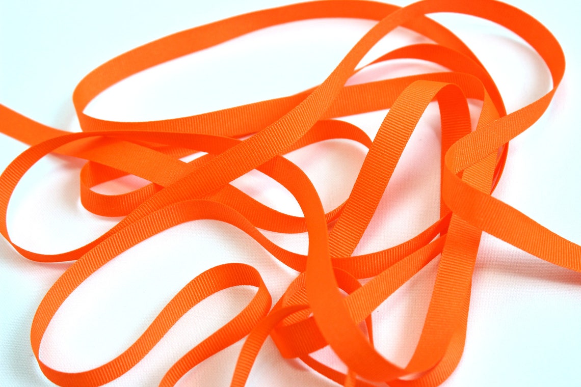 Neon ORANGE Ribbon Fluorescent Orange Ribbon Hi Viz Ribbon | Etsy