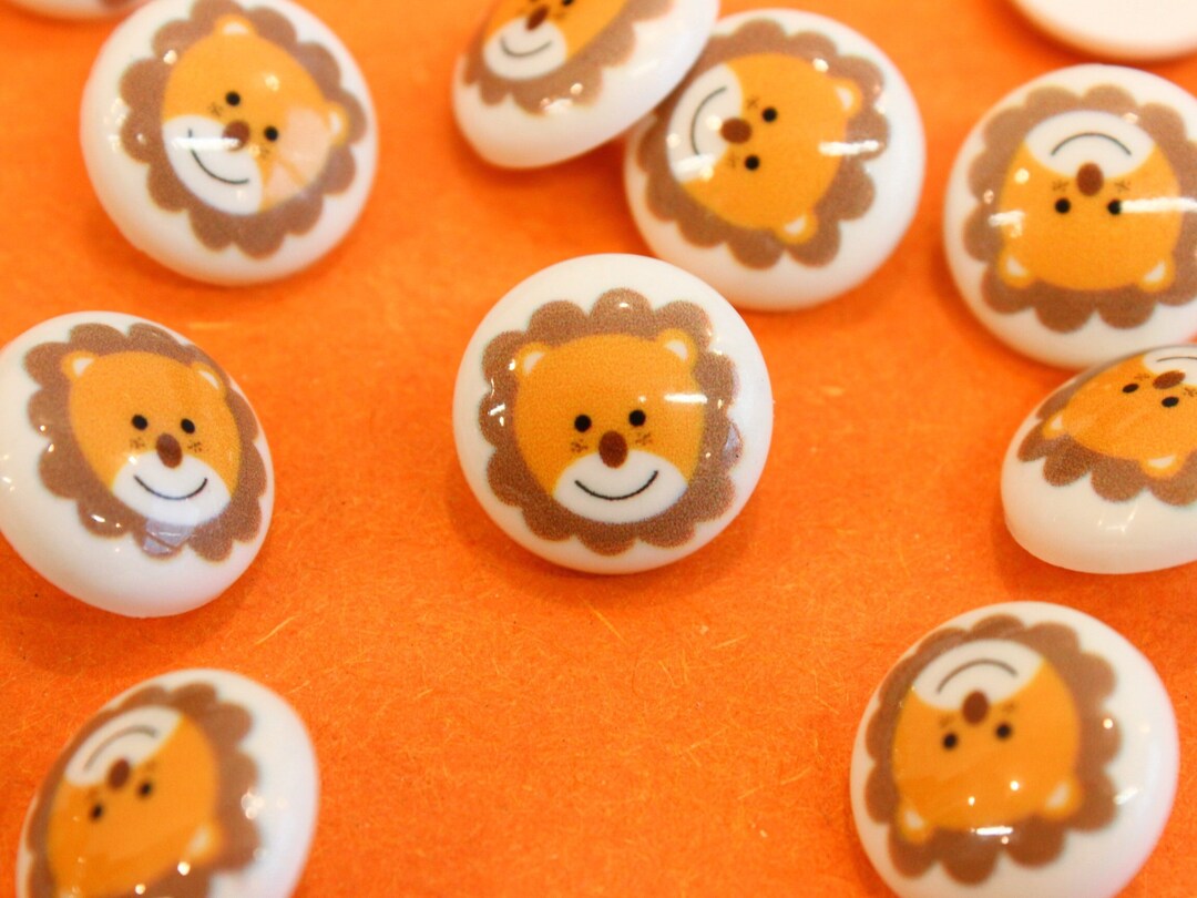 10x Cute Lion Buttons, Lion Shank Backing Buttons, Buttons for Children ...