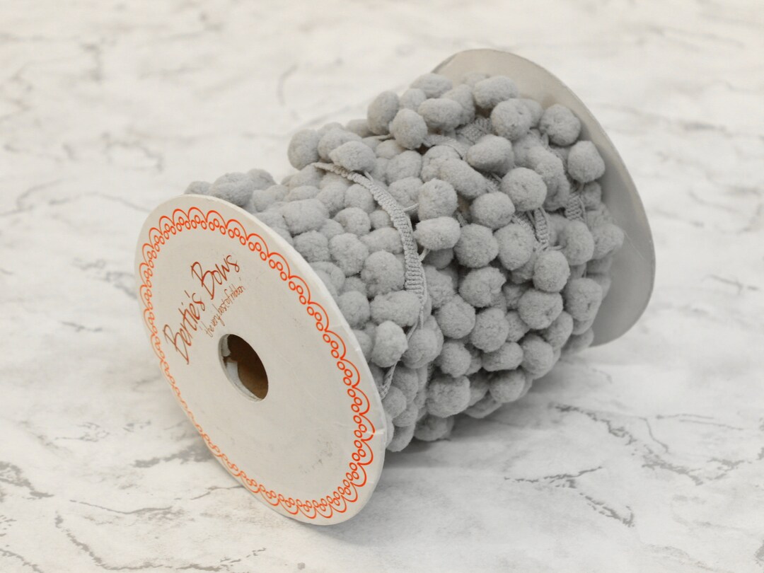 Grey Pom Pom Trim, Light Grey Pom Poms, Bertie's Bows Craft Pom Poms ...