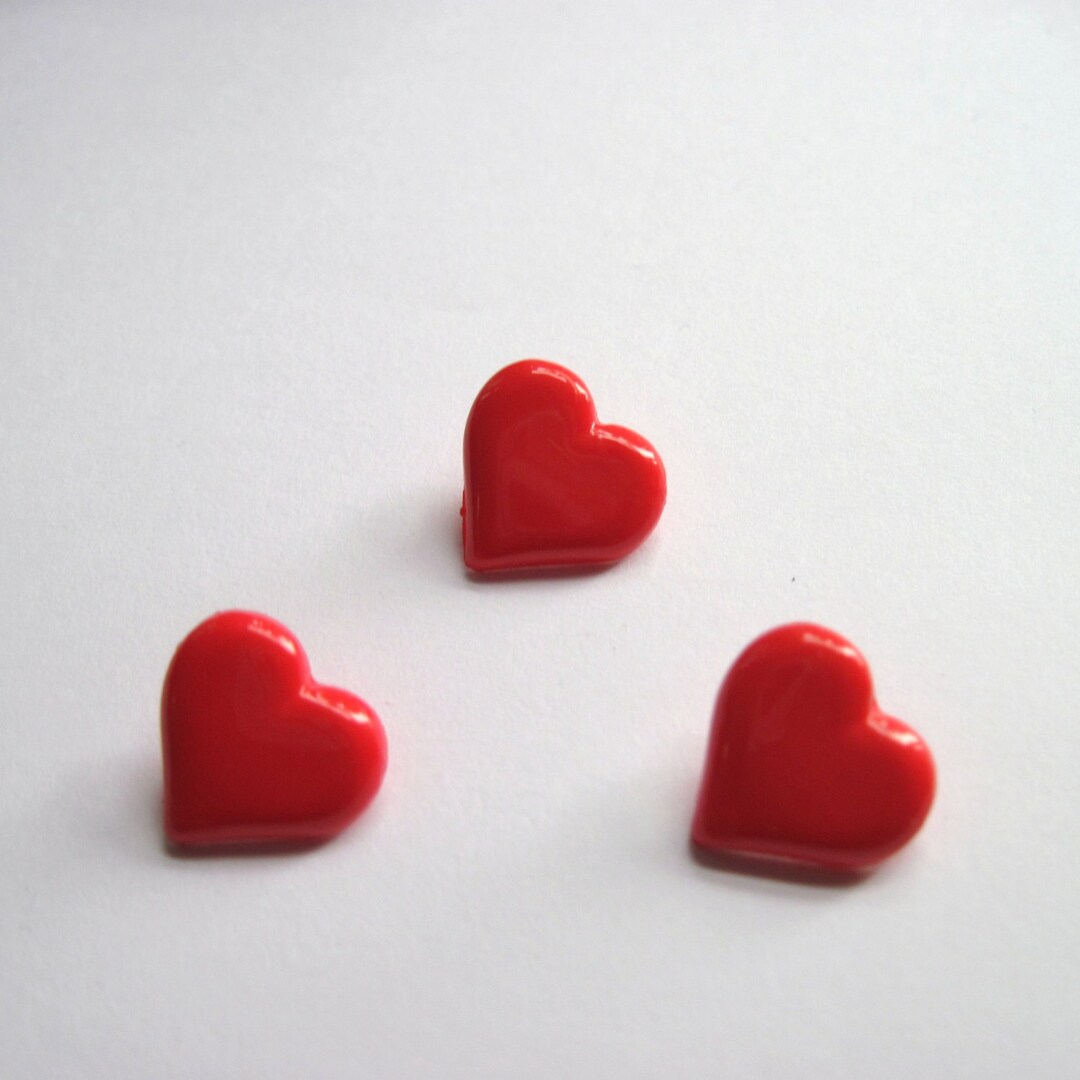 20x Red Heart Buttons, Heart Buttons, Valentines Buttons, Red Heart ...
