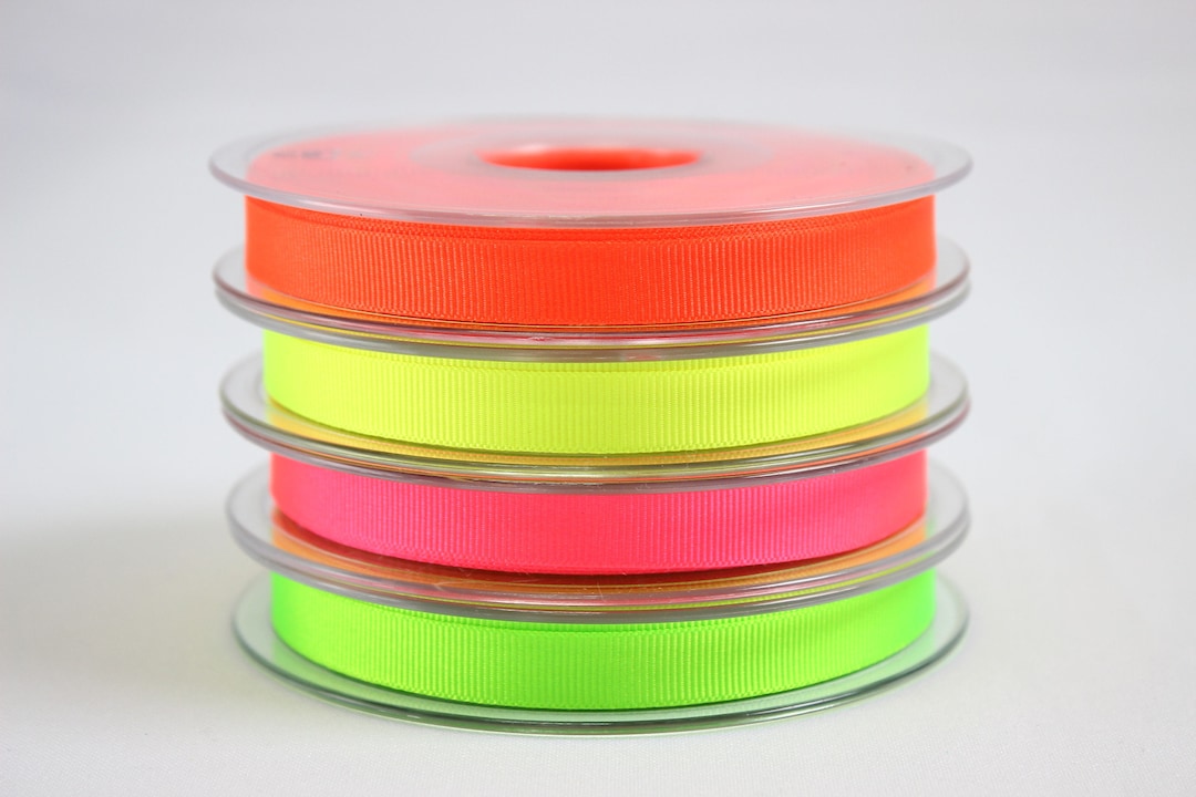 Neon PINK Ribbon, Fluorescent Pink Ribbon, Hi Viz Ribbon, 10mm Neon ...