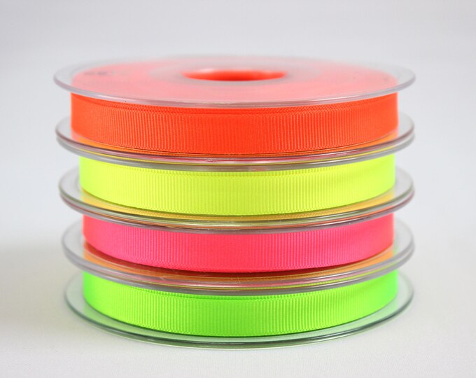Neon PINK Ribbon, Fluorescent Pink Ribbon, Hi Viz Ribbon, 10mm Neon ...