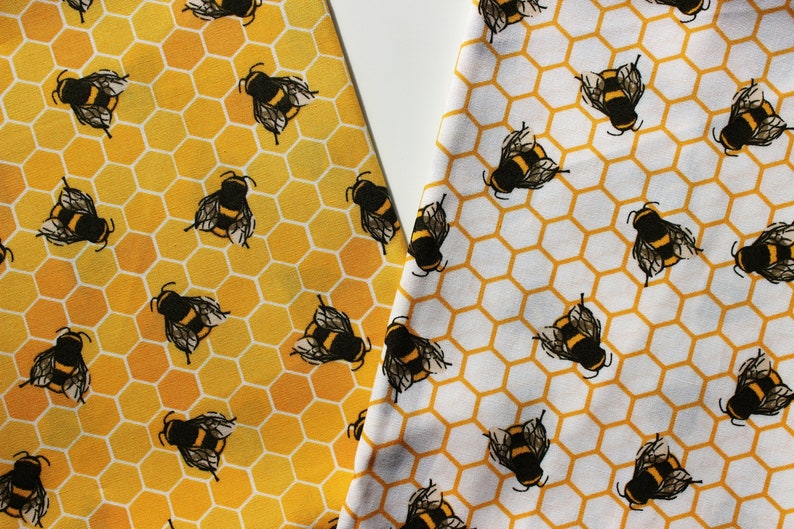 Bees cotton fabric 100% cotton honeycomb bee print cotton | Etsy