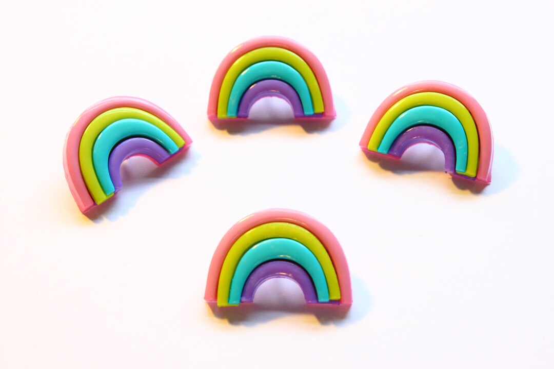 Pastel Rainbow Buttons, Rainbow Arch Shaped Shank Buttons, Colourful ...