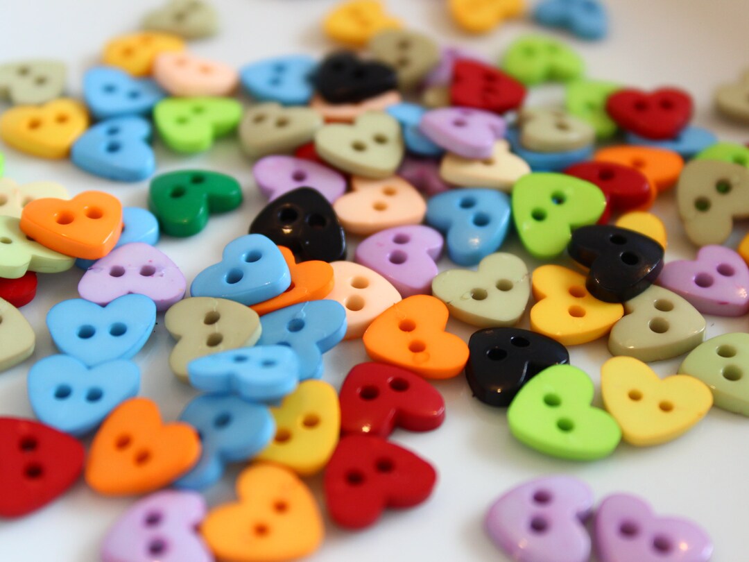 30x Mini Heart Buttons: Colorful Kids Craft Buttons - Etsy