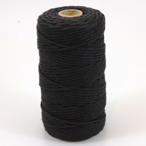 BLACK Macrame Cord, Black 3mm Cotton Twine for Macrame and Crafts ...