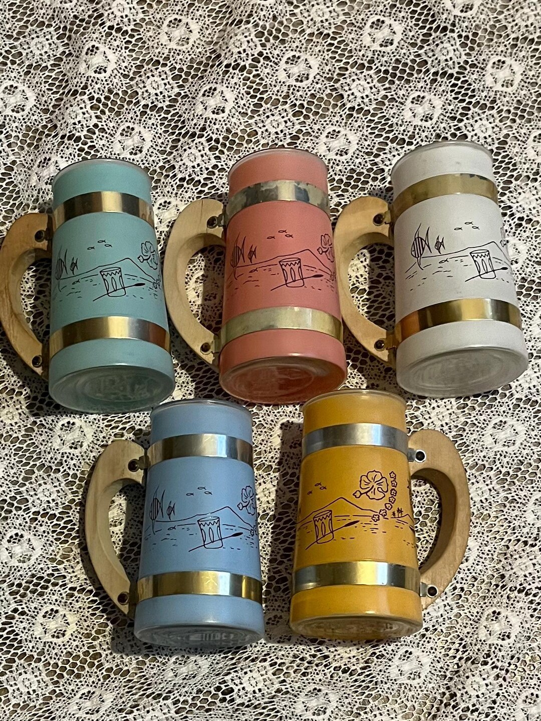 Siesta Ware Tiki Bar Mugs Set of 5 - Etsy