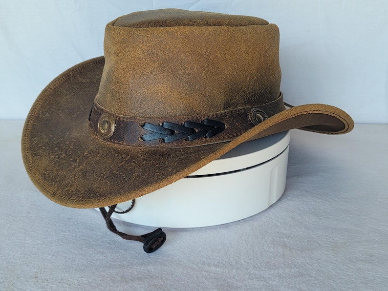 Handmade Brown Leather Cowboy Hat | Rustic Western Headwear - Etsy