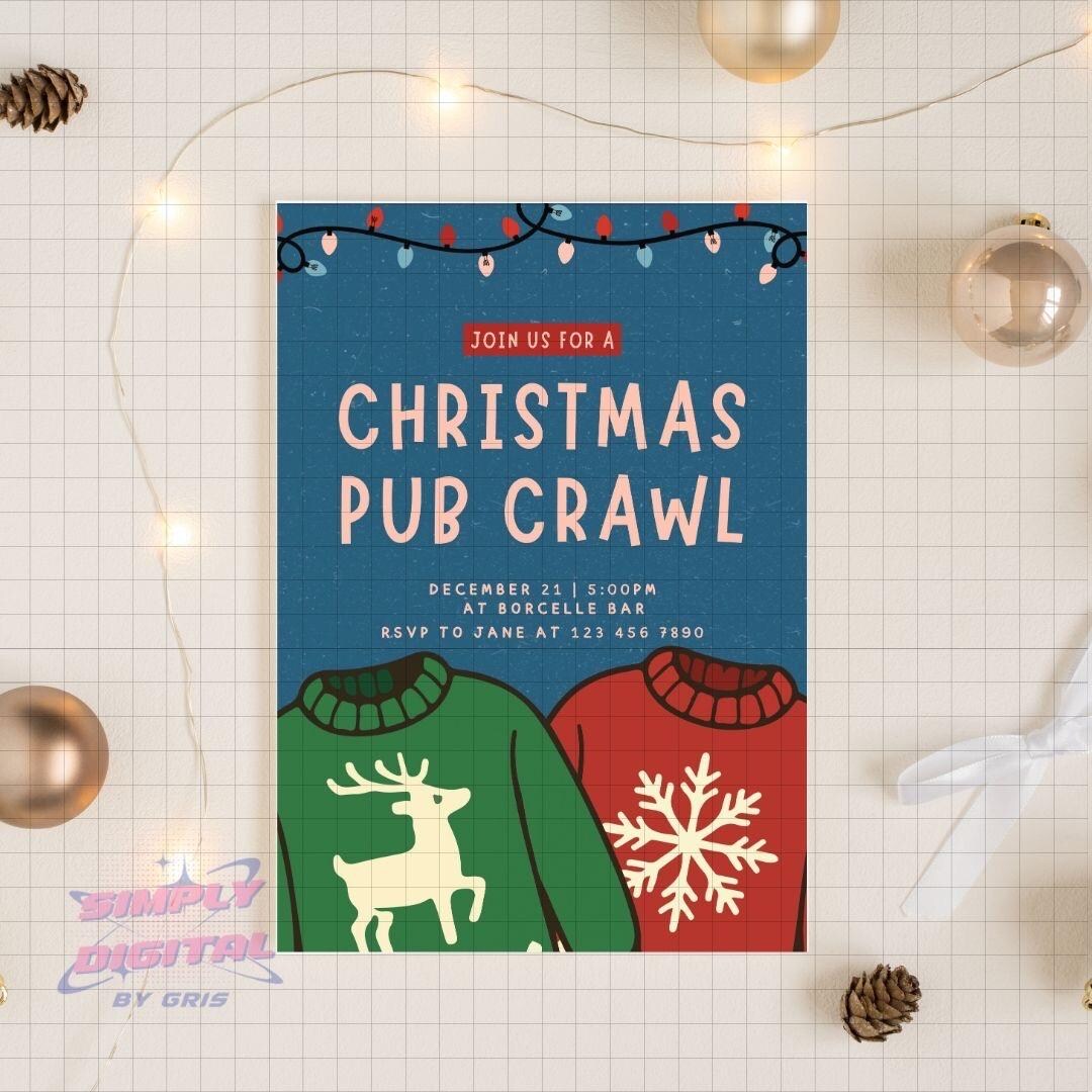 Editable Christmas Pub Crawl Invitation Template (digital Download) - Etsy