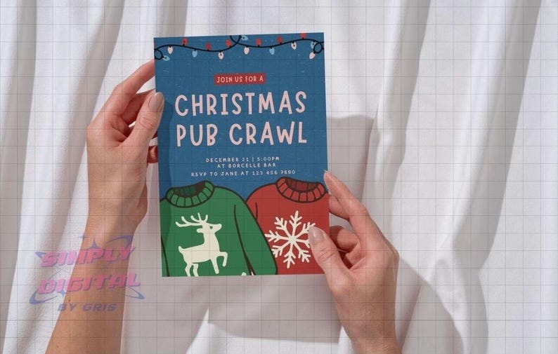 Editable Christmas Pub Crawl Invitation Template (digital Download) - Etsy