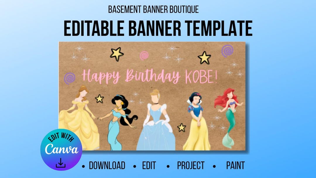 Editable Disney Princess Banner - Etsy