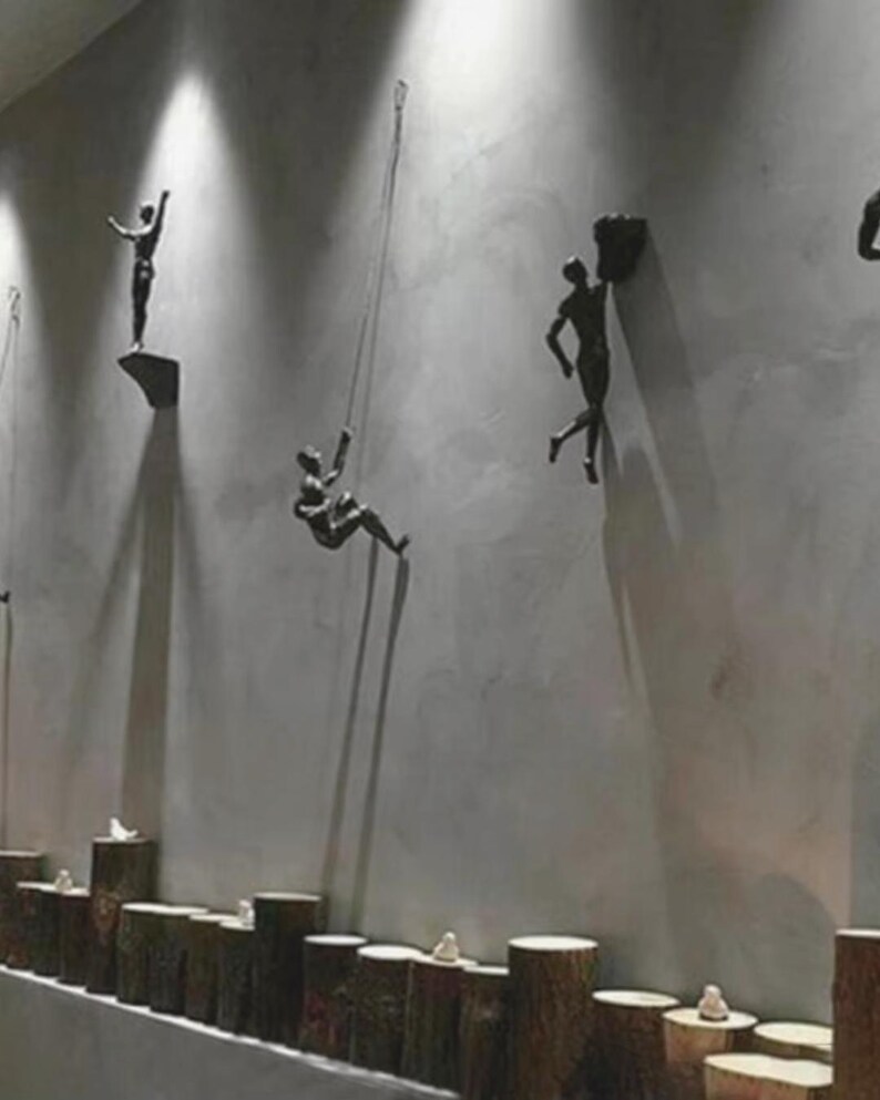 9-piece Climbing Man Set, Modern Resin Wall Art, Inspirational Home ...