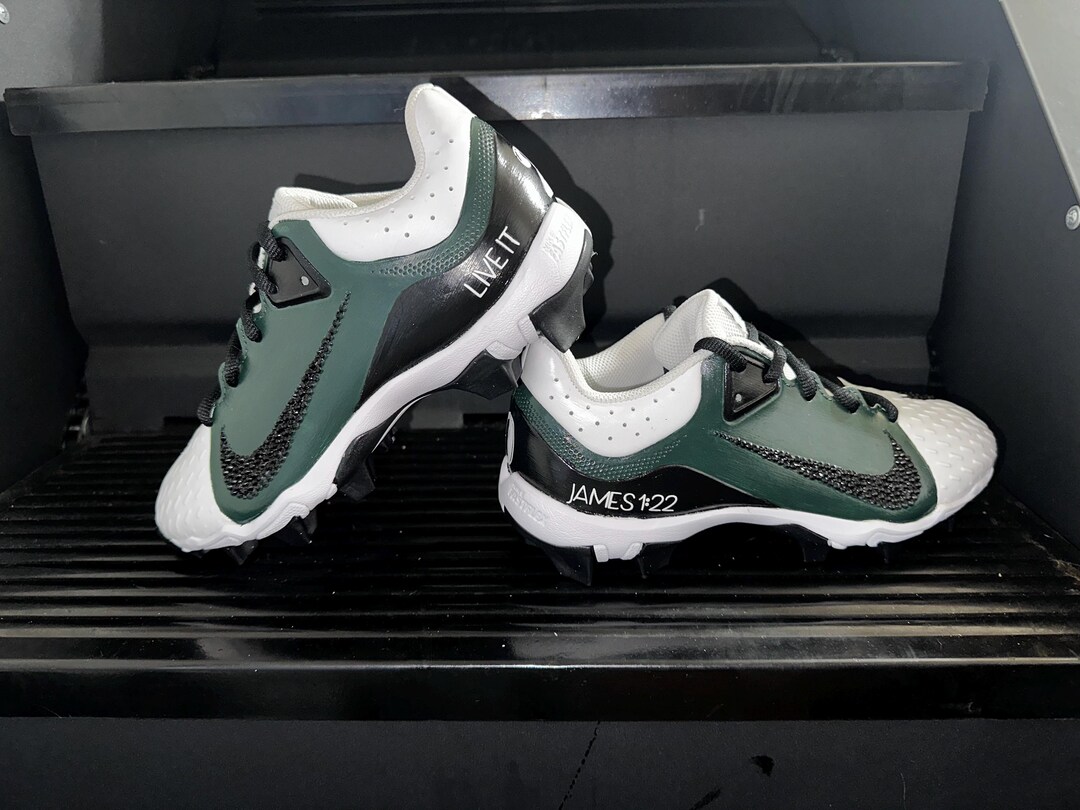 Custom Green & Black Cleats | Personalized Softball/baseball Cleats ...