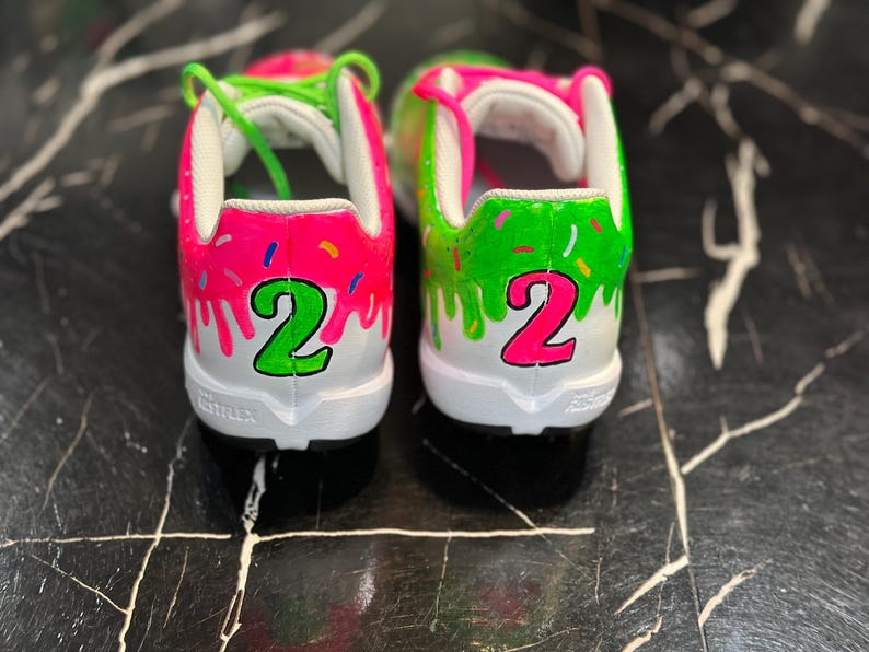Custom Hand-painted Softball Cleats | Neon Drip Design - Etsy