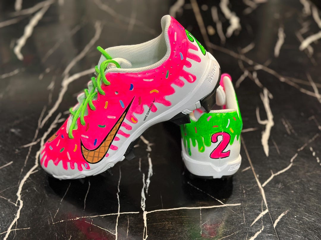 Custom Hand-painted Softball Cleats | Neon Drip Design - Etsy