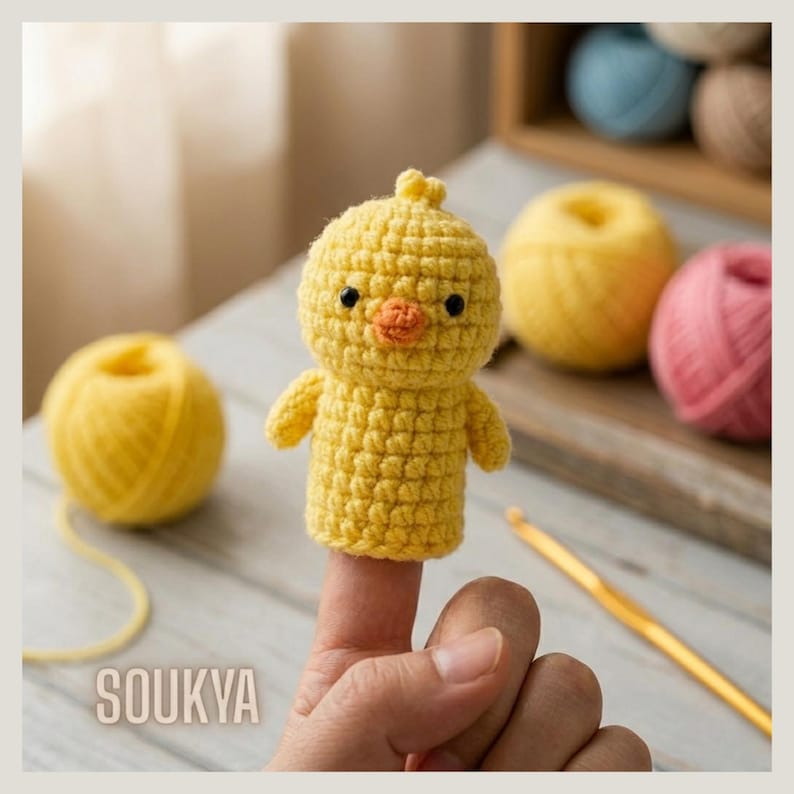 4-in-1 Animal Finger Puppets Crochet Pattern - Chick Bunny Frog Bear ...