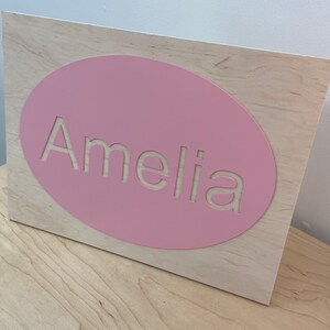 Pink Custom Wood Name Sign | Personalized Plaque | Wood & Metal Name ...
