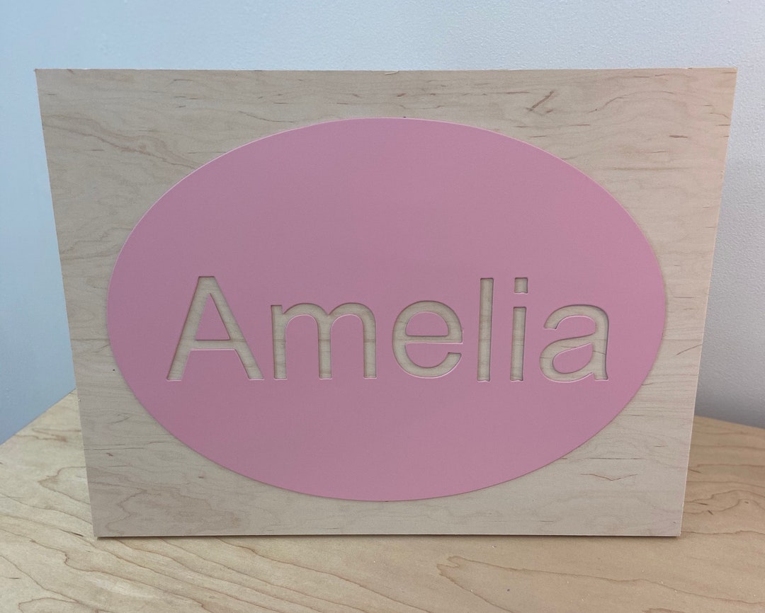 Pink Custom Wood Name Sign | Personalized Plaque | Wood & Metal Name ...