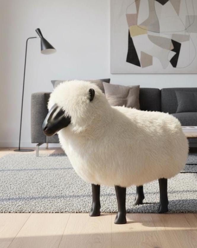 Hand-carved Sheep Sculpture: Natural Undyed Sheepskin, Wood Frame - Etsy