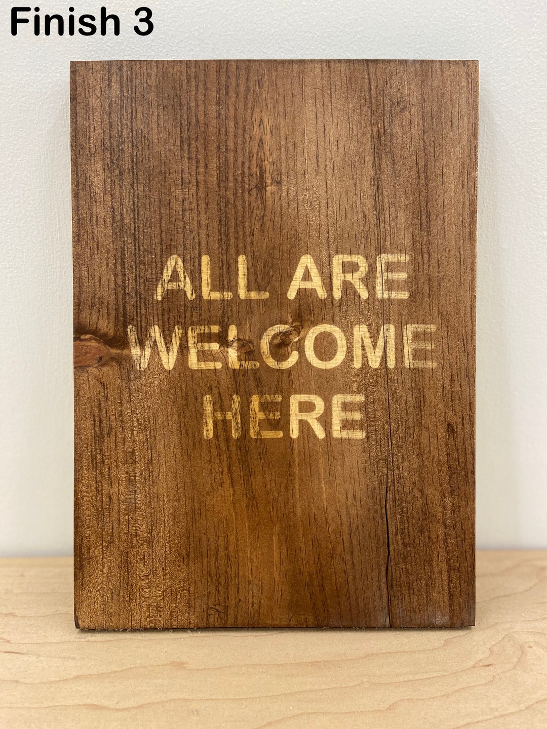 All Are Welcome Here | Wood Engraved Sign | Hanging Sign | Tabletop ...