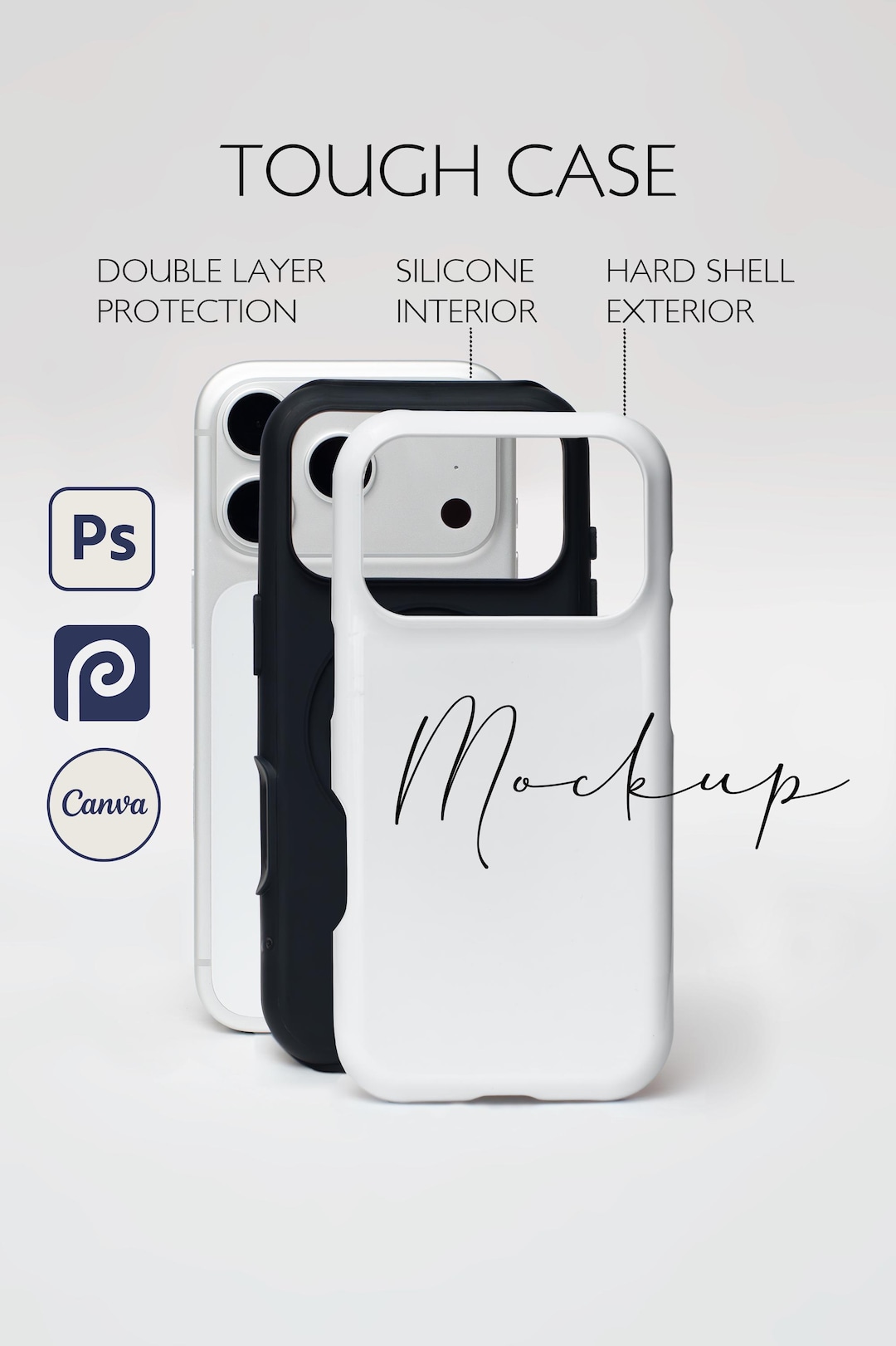 Mockup Tough Case iPhone 17 Pro, Canva Template and PSD File, Instant ...