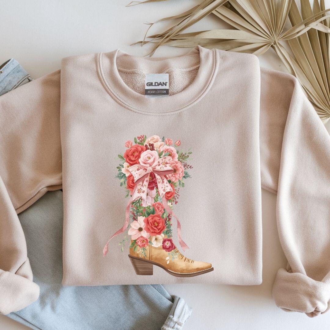 Floral Cowboy Boot PNG, Pink Roses Boot Clipart, Western Sublimation ...