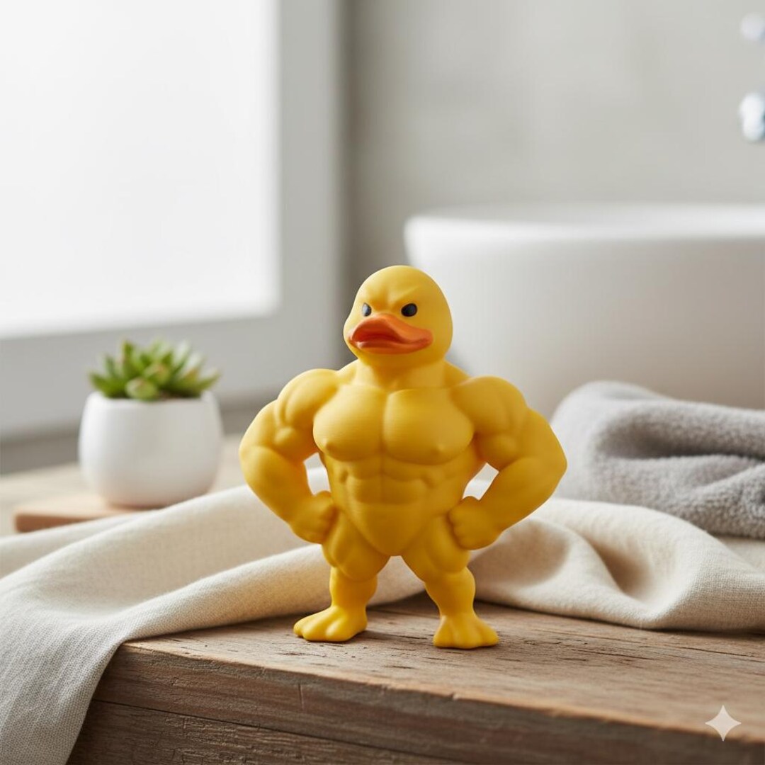 Muscle Duck Figurine 3D Funny Desk Decor Cute Shelf Statue Home Office ...