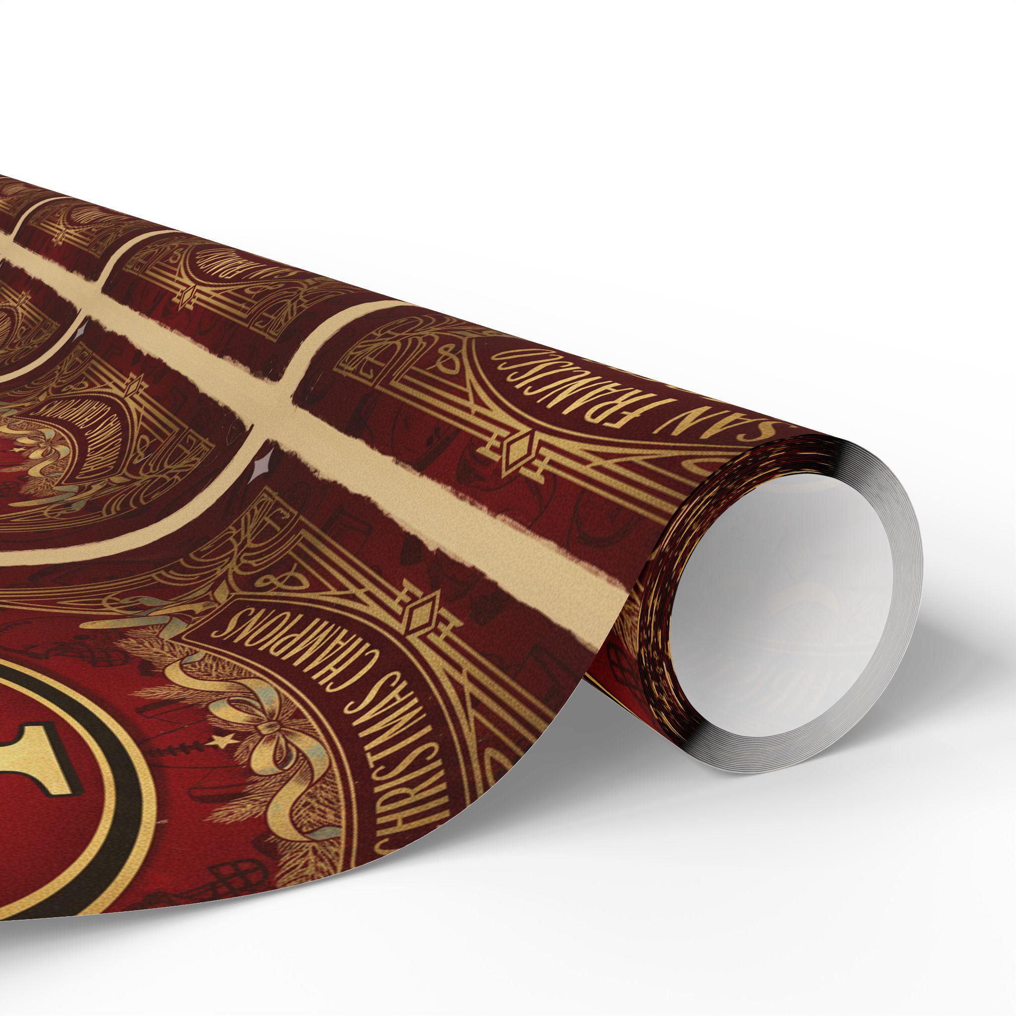 San Francisco 49ers Vintage Luxury Wrapping Paper | Red & Gold Football ...