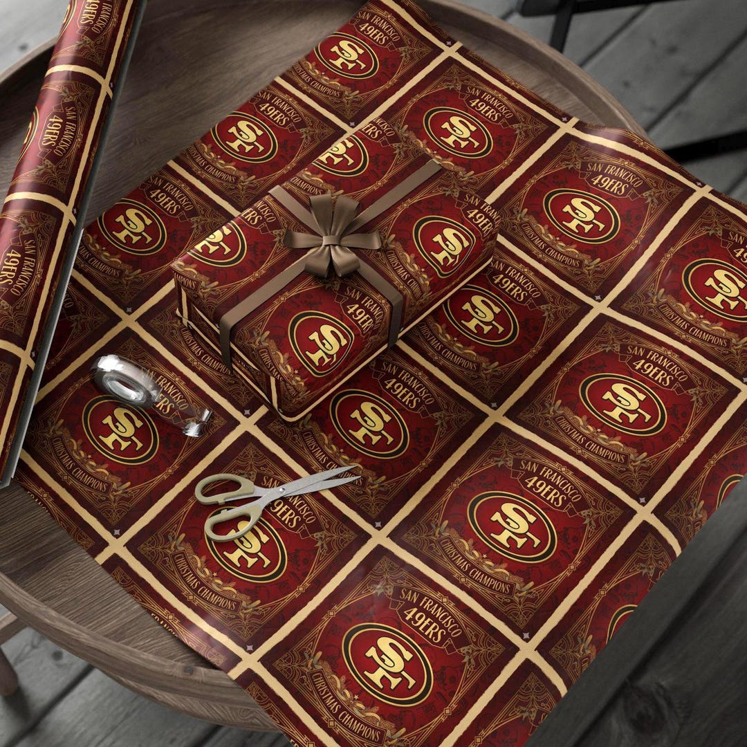 San Francisco 49ers Vintage Luxury Wrapping Paper | Red & Gold Football ...