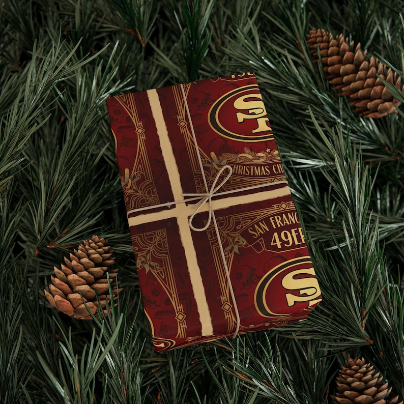 San Francisco 49ers Vintage Luxury Wrapping Paper | Red & Gold Football ...