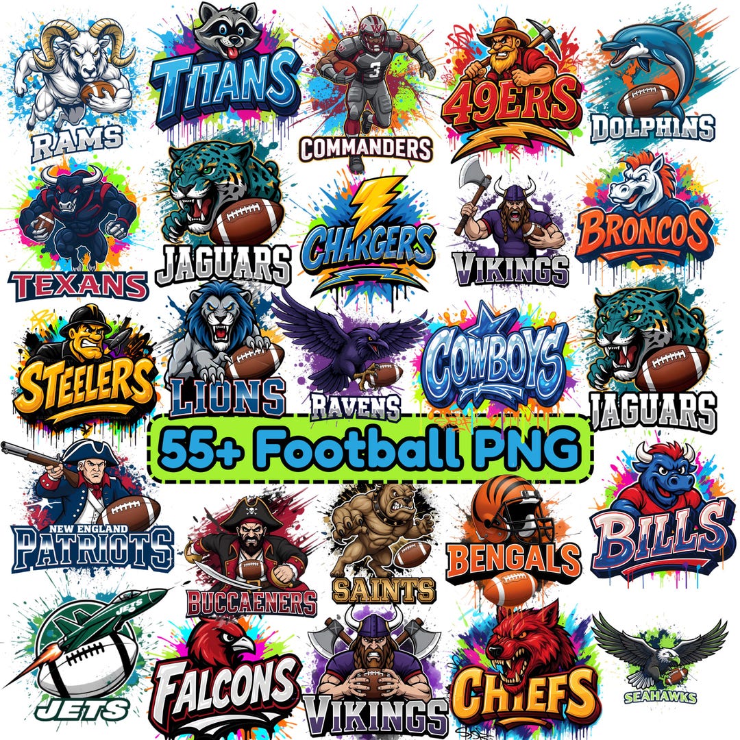 55+ Football Mascot PNG Bundle | Sports Team Style Clipart | Game Day ...