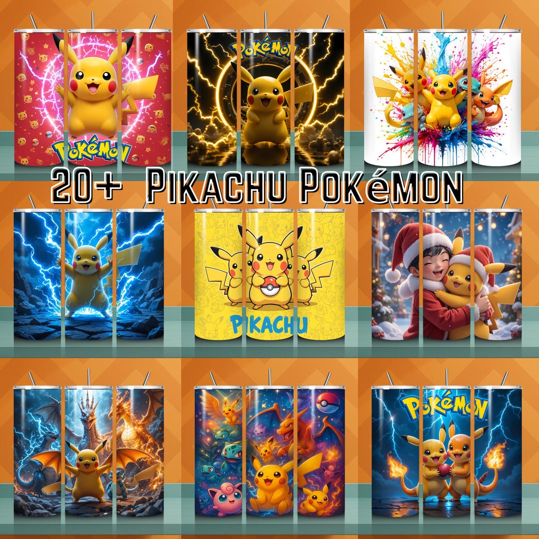 20+ 20oz Cute Electric Creature Tumbler Wrap PNG | Cartoon Power Pet ...