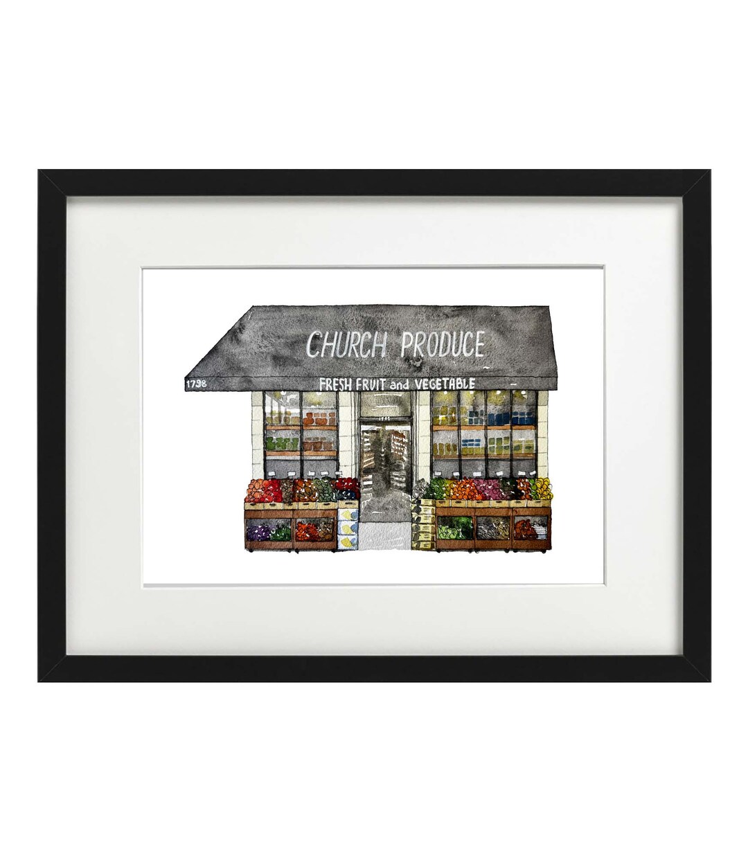 Church Produce - San Francisco, Watercolor Prints, SF Drawing, Wall Art ...