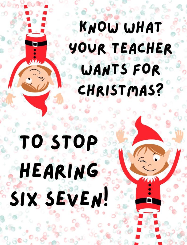 Sign/letter for Teacher Classroom 6 7 Christmas - DIGITAL DOWNLOAD - Etsy
