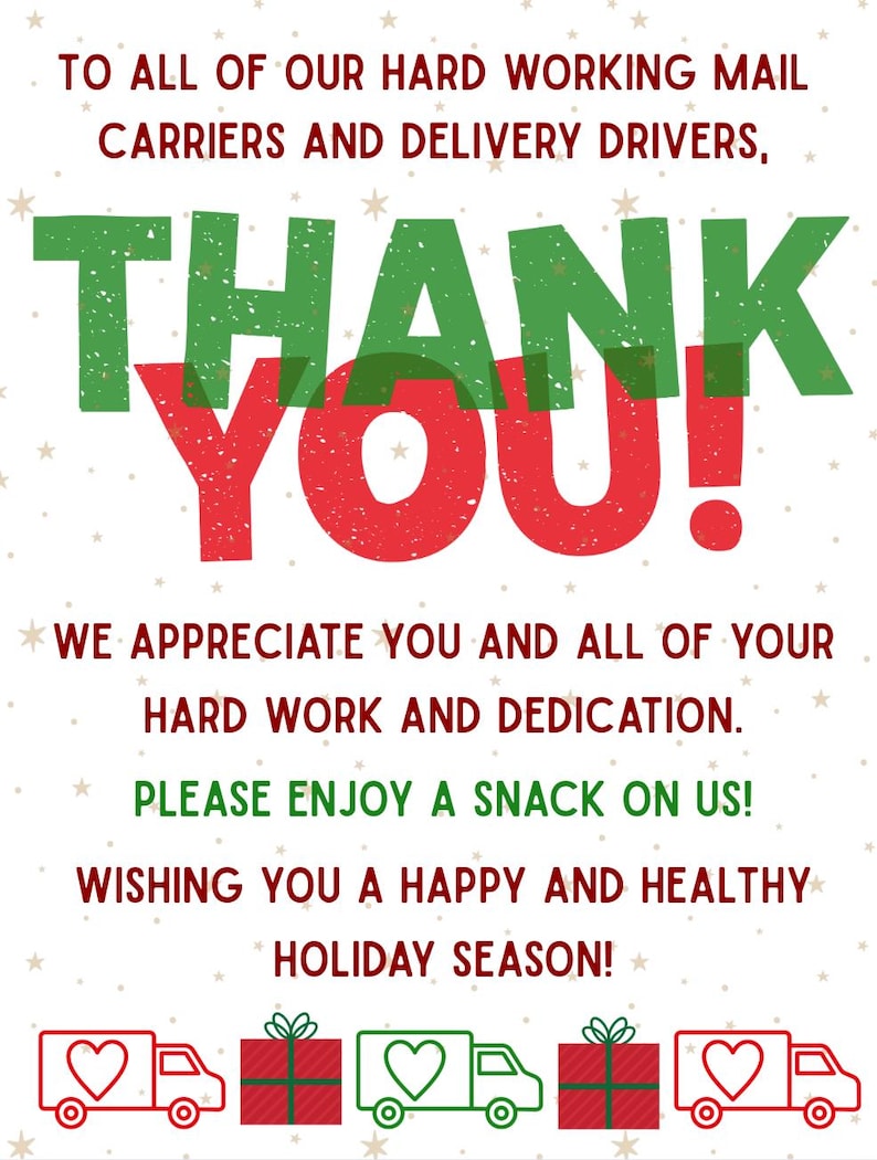 Delivery Driver THANK YOU Take a Snack Download Sign - DIGITAL Item - Etsy