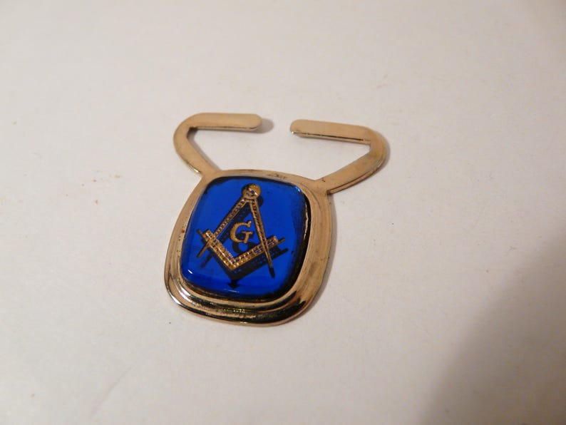 Masonic Freemason Compass and Square Blue Enamel Clinton Iowa Gold Tone ...