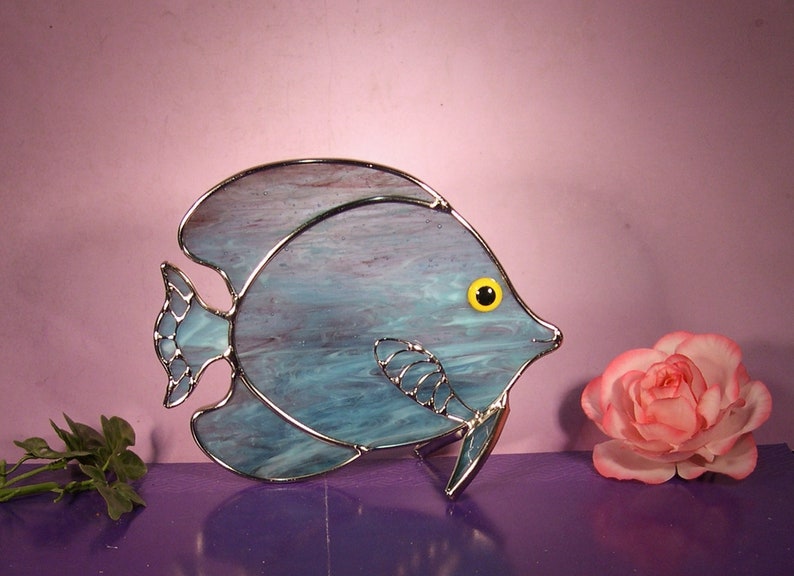 Stained Glass Angel Fish With a Smile 1051 - Etsy