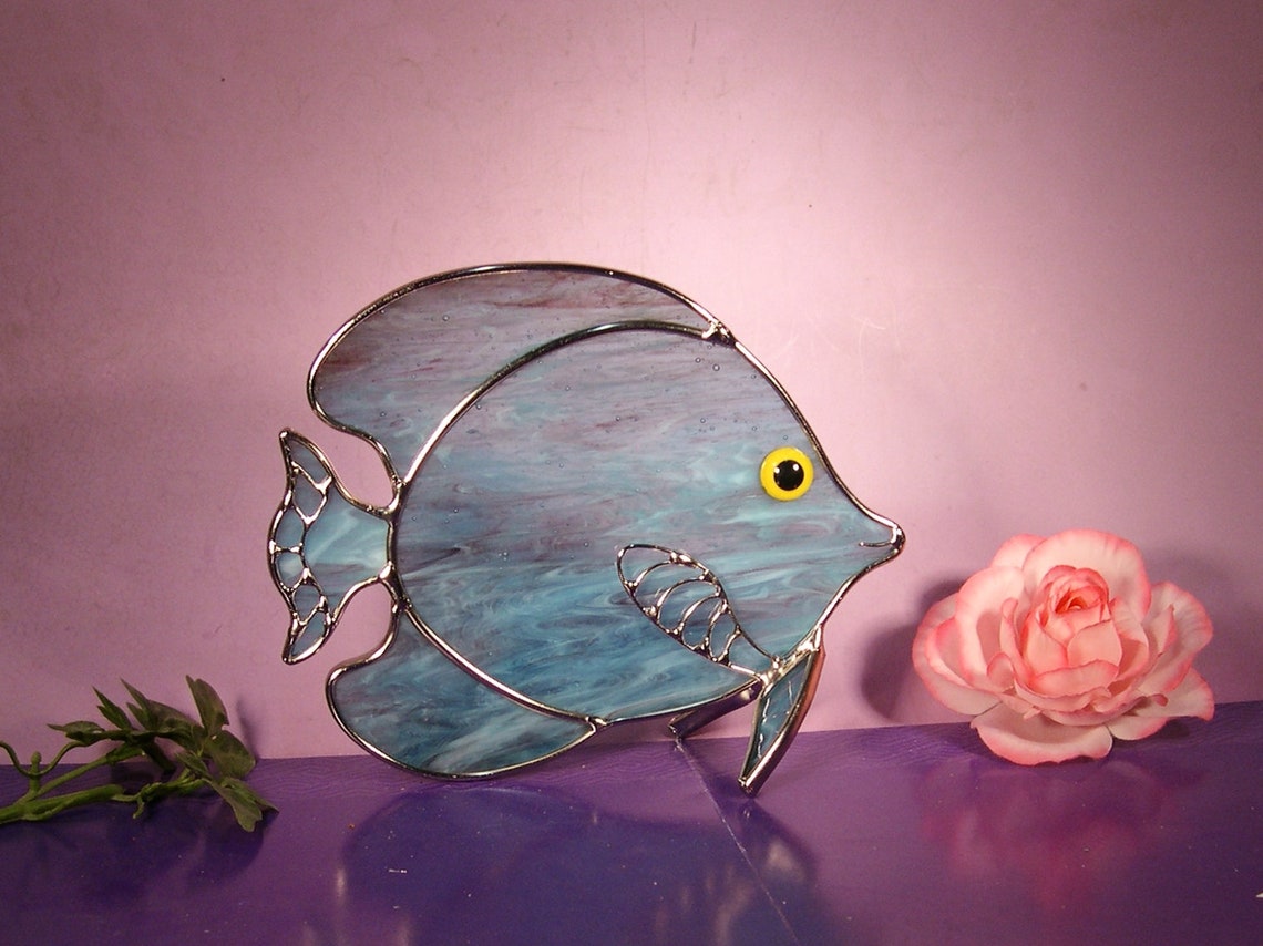 Stained Glass Angel Fish With a Smile 1051 - Etsy