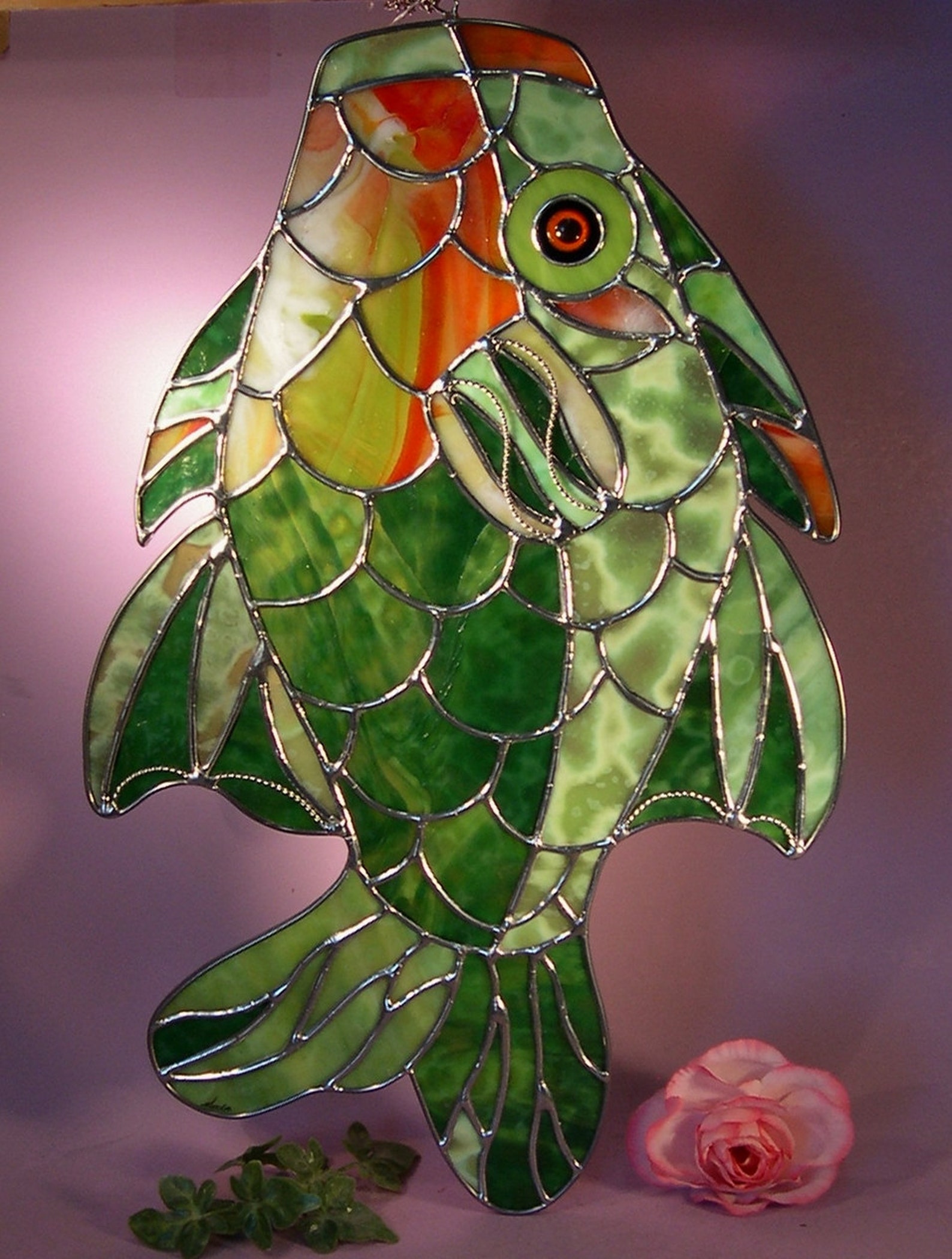 Stained Glass Colorful Fish Has Been Caught 381 - Etsy