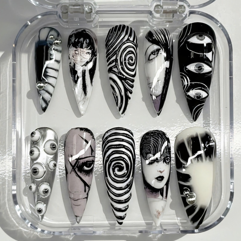 Nails Press on Manga - Etsy UK