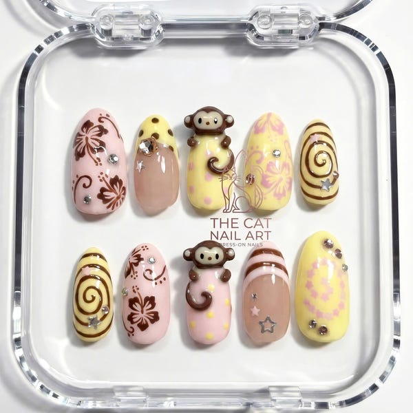 Monkey Nails Design - Etsy
